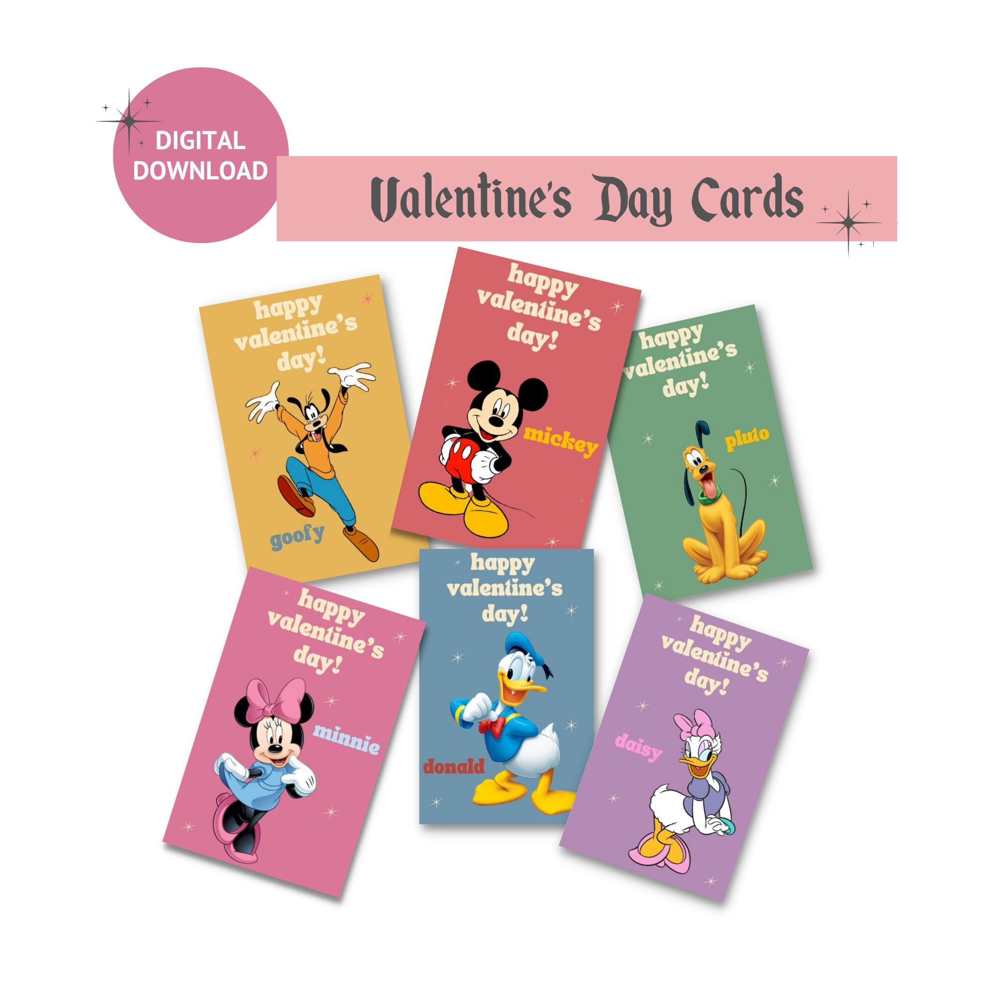 Mickey Mouse and Friends Valentine's Day Cards Retro - Etsy