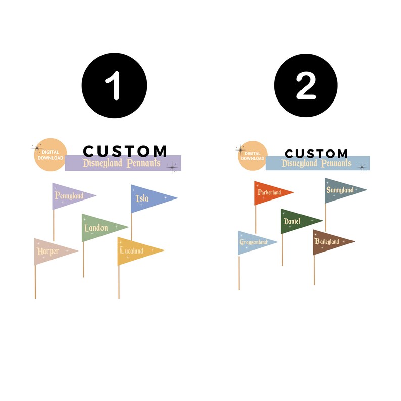 CUSTOM Boho Retro Disneyland Pennant Flag Printable - Etsy