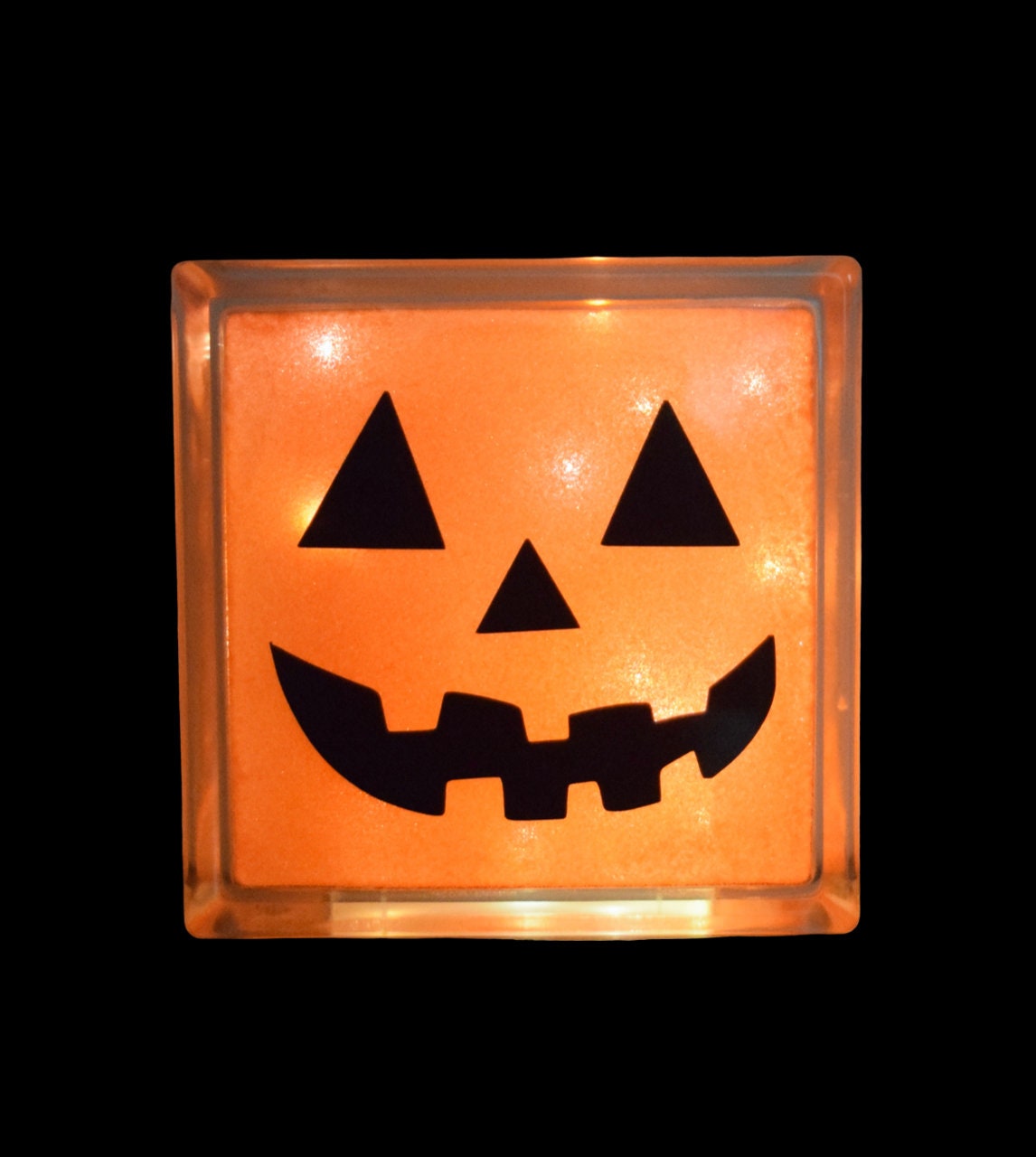 Glittered Glass Block Halloween Decoration With Lights - Etsy