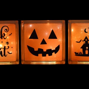 Glittered Glass Block Halloween Decoration With Lights - Etsy