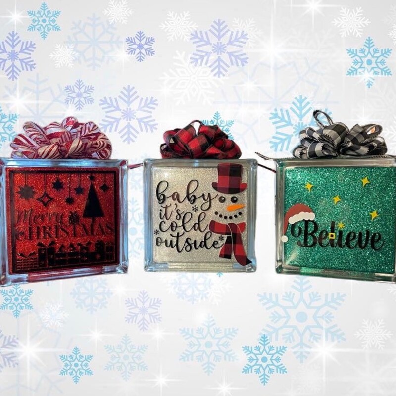 Christmas Glass Block - Etsy