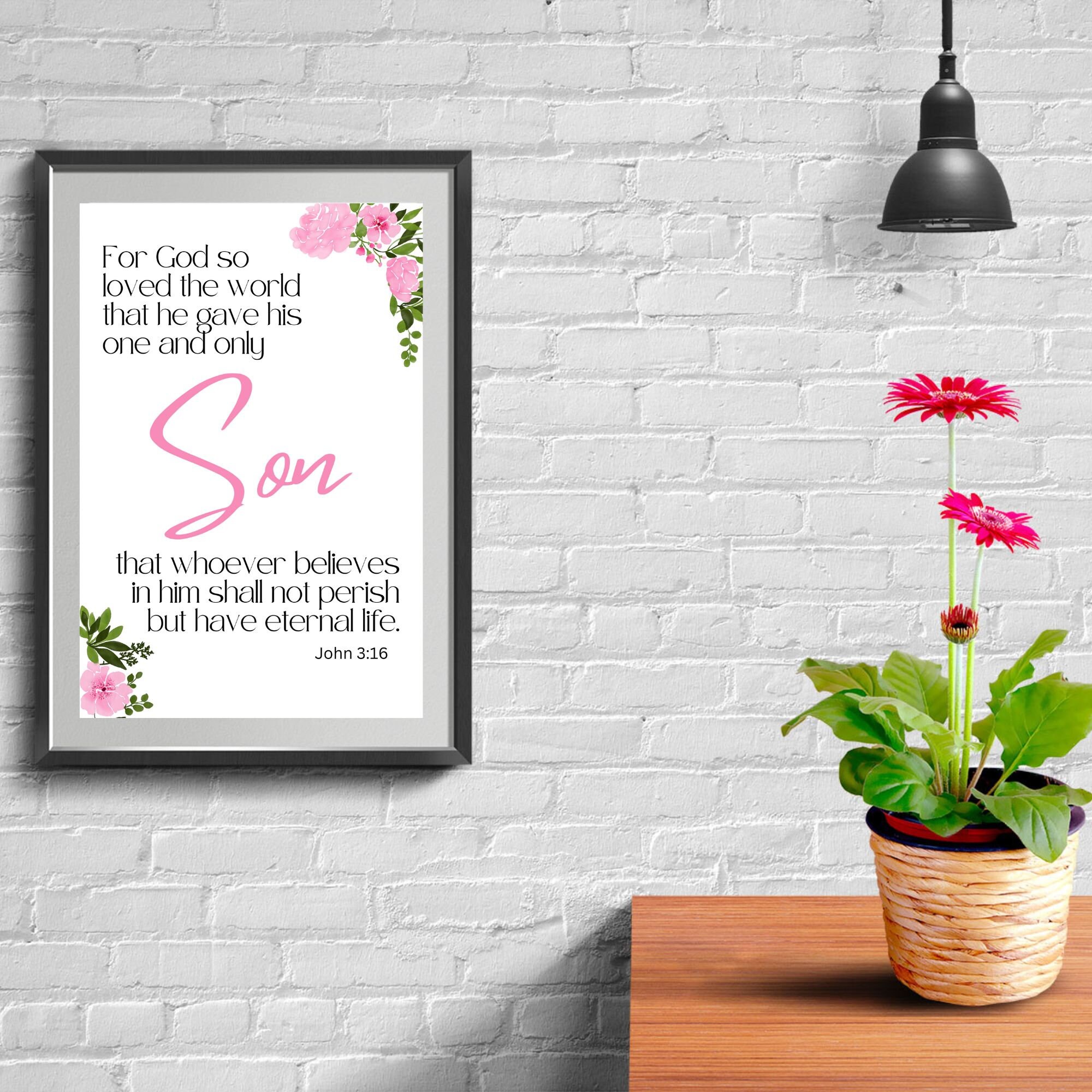 John 3:16 for God so Loved the World Bible Verse Printable Wall Art ...