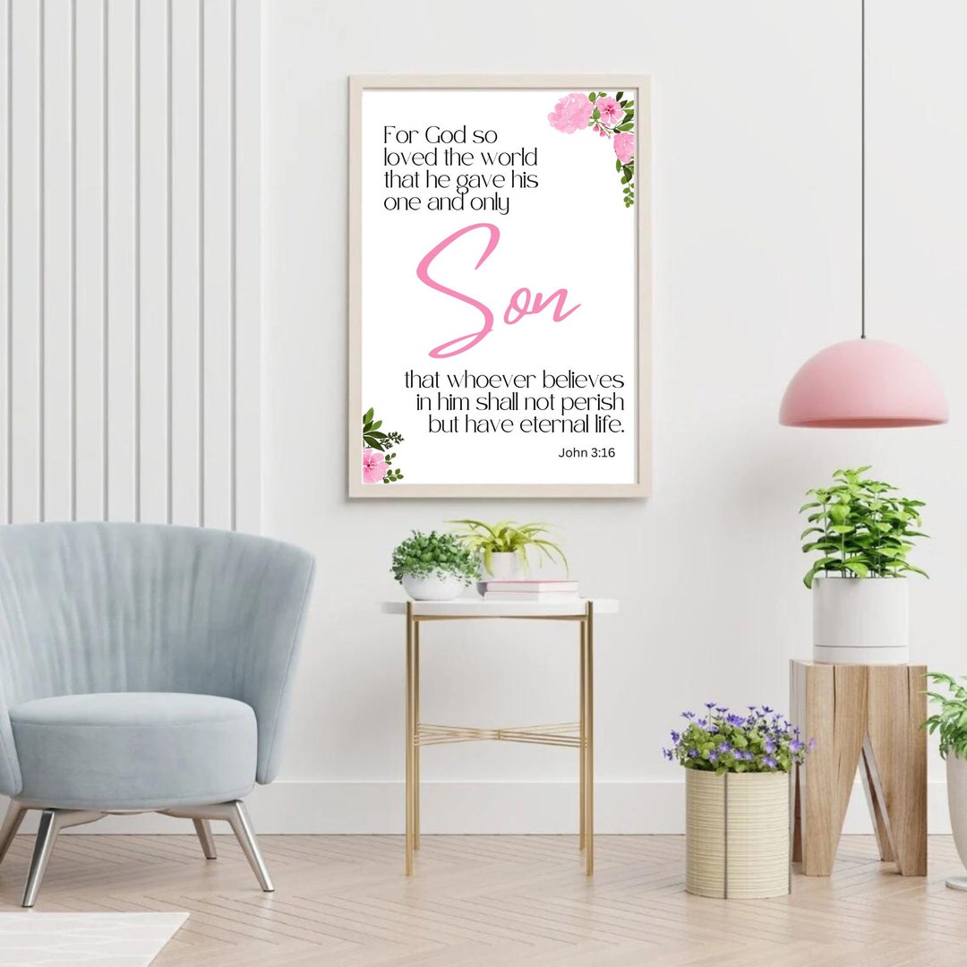 John 3:16 for God so Loved the World Bible Verse Printable Wall Art ...