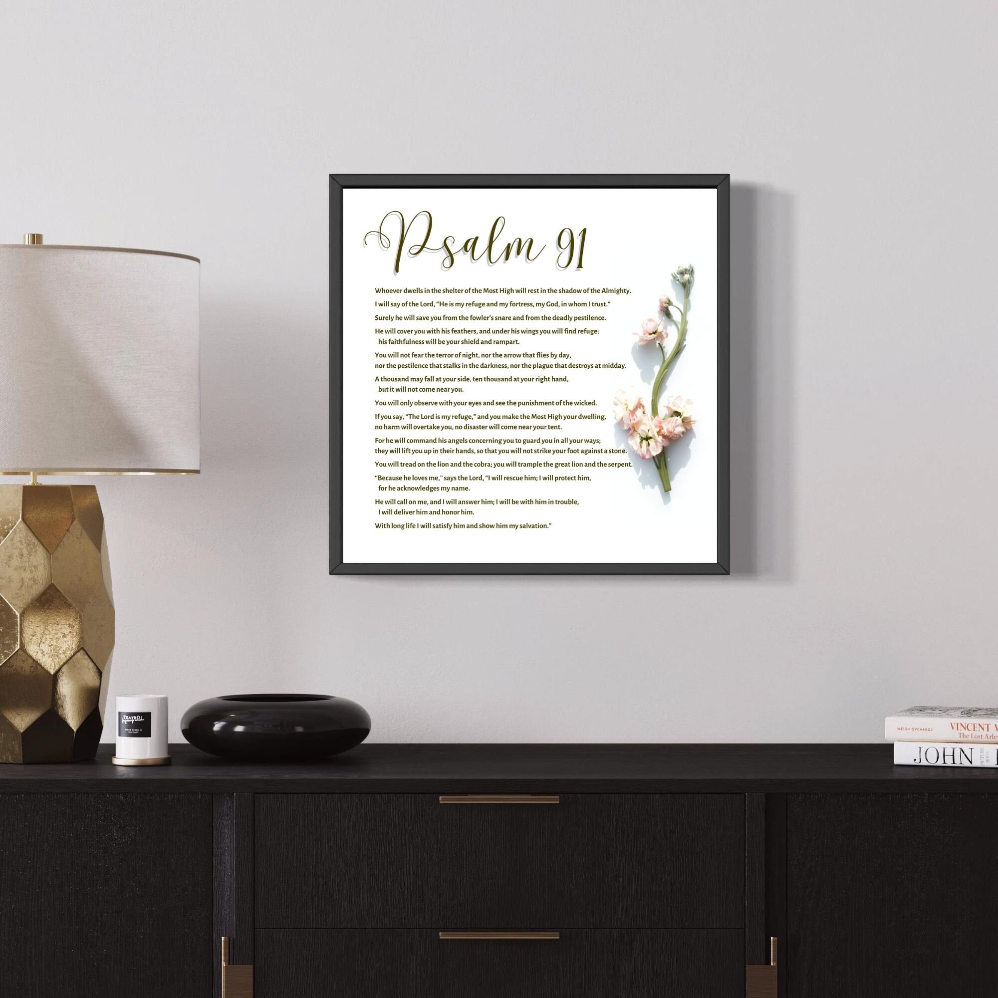 Psalm 91 Inspirational Bible Verse Printable Wall Art, Christian ...