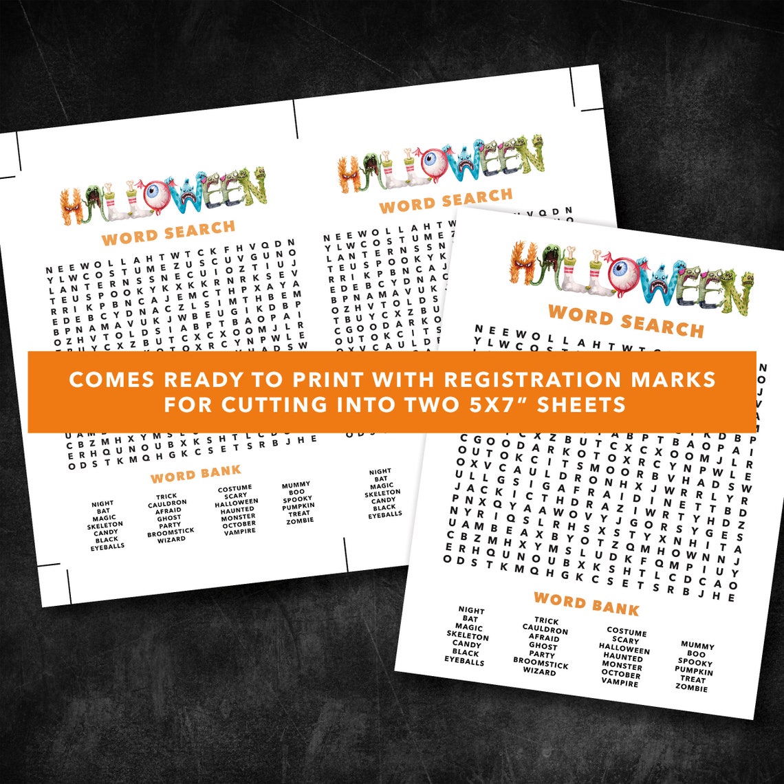 Word Search Halloween Themed Party Games Printable Halloween Word ...