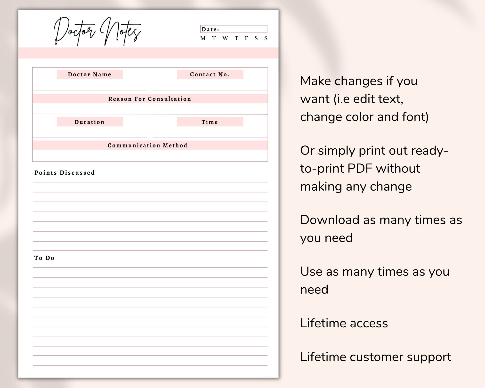 Doctor Notes Template Medical Template Doctor Notes School - Etsy