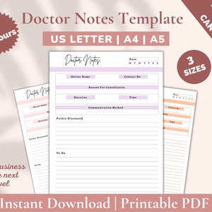 Doctor Notes Template Medical Template Doctor Notes School - Etsy