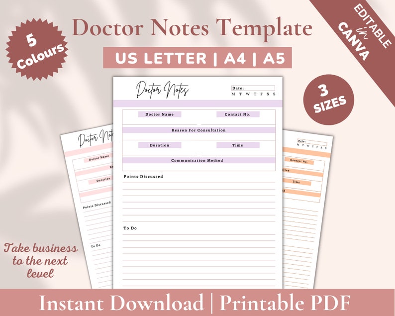 Doctor Notes Template Medical Template Doctor Notes School - Etsy