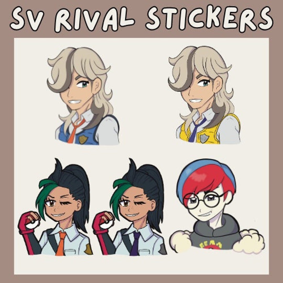 Pokemon Scarlet and Violet Rival Paper Sticker Arven Nemona Penny Anime ...