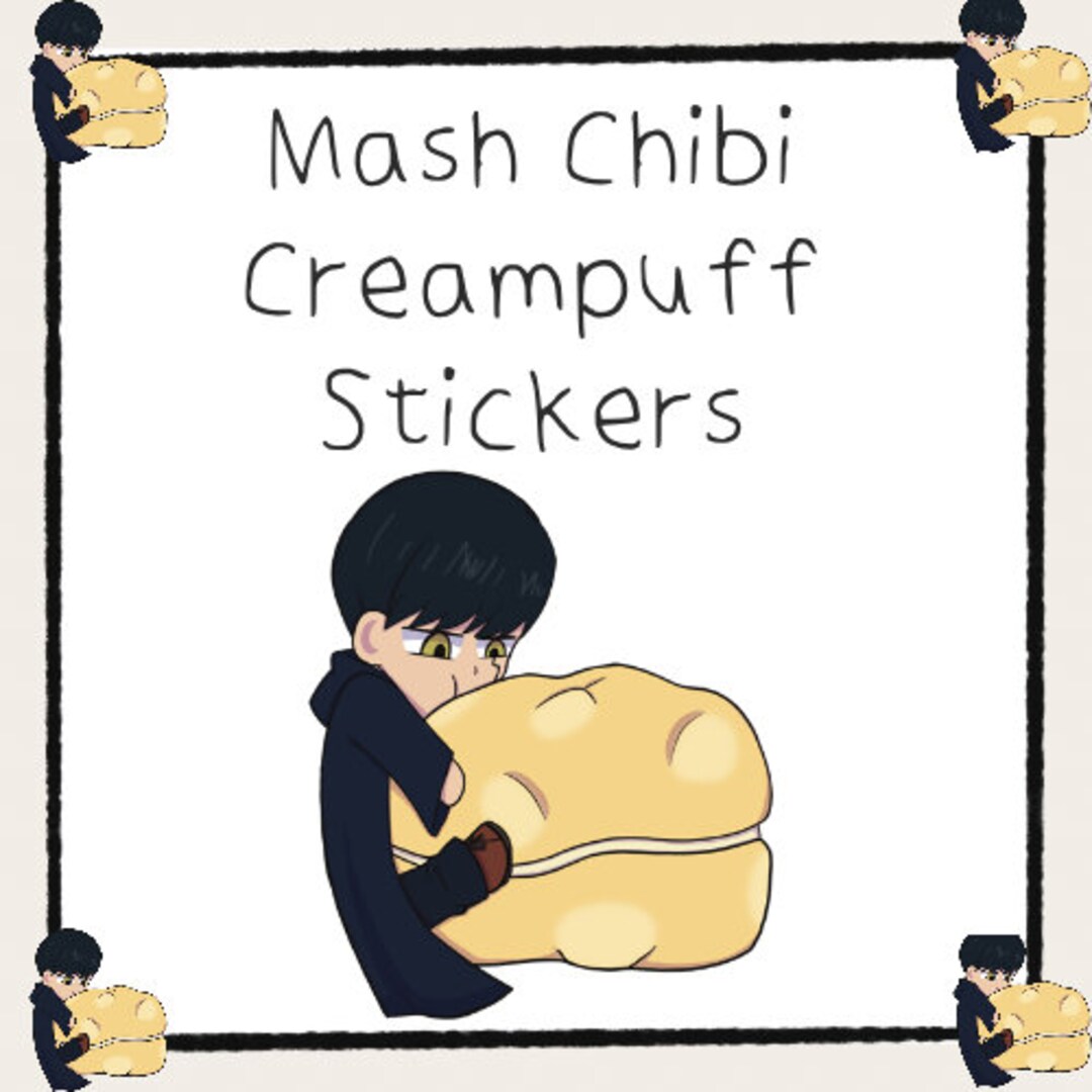 Chibi Mash Burndead and Cream Puff Paper Sticker Mashle Magic and ...
