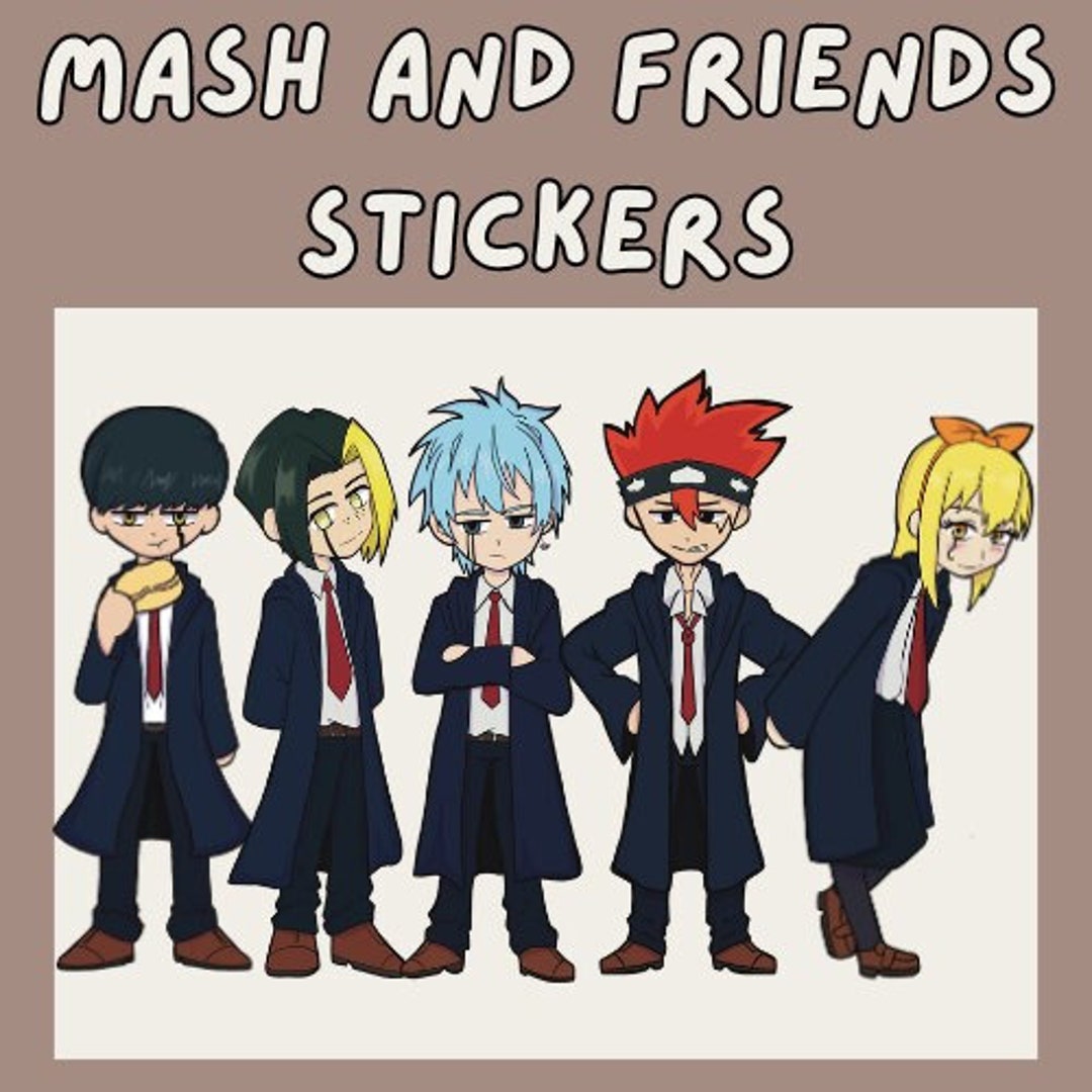 Mashle Friend Group Sticker Set Mashle Muscles and Magic Mash Burndead, Finn Ames, Lance Crown ...
