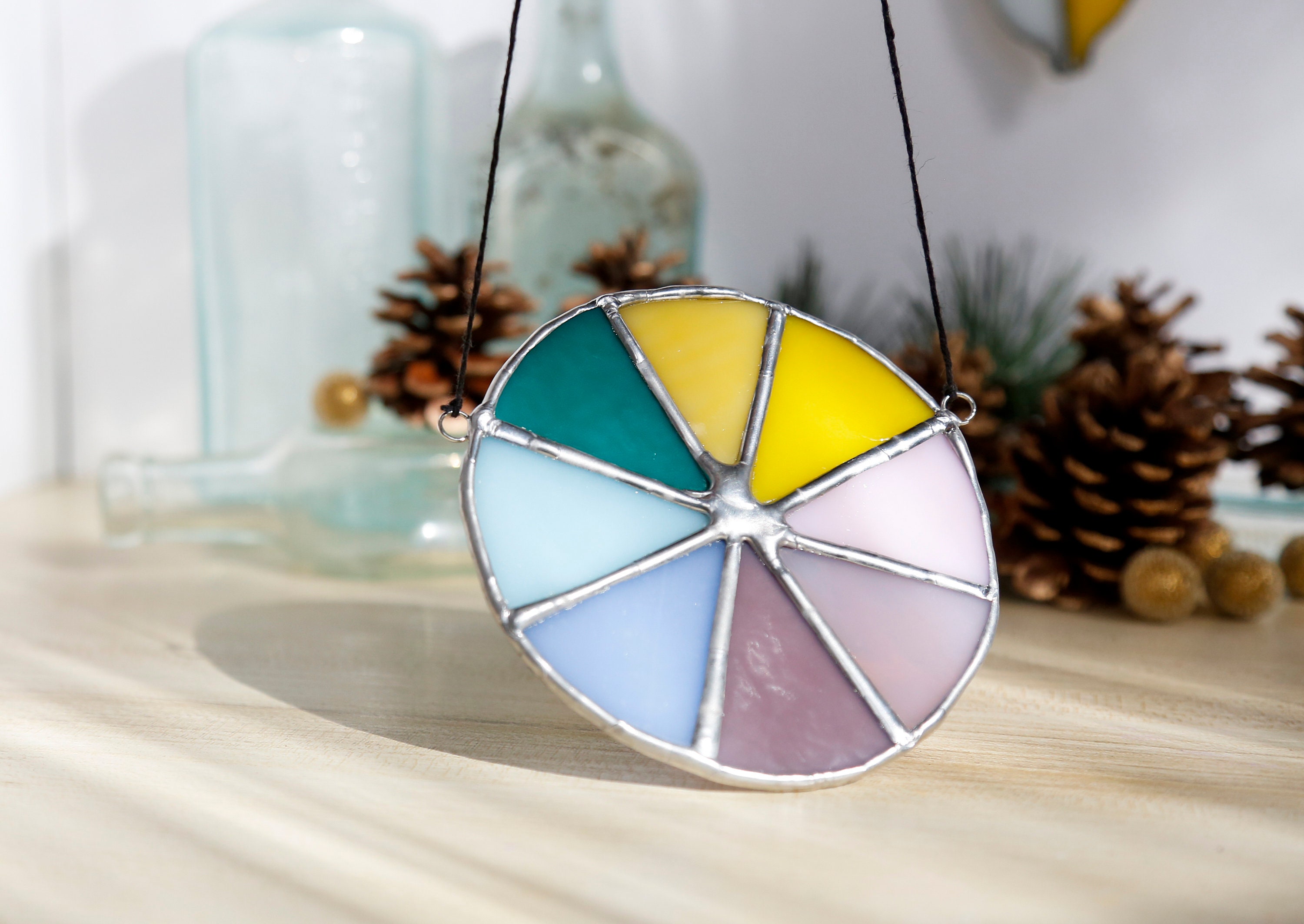 Unique Modern Stained Glass Pastel Color Wheel Custom Stained - Etsy