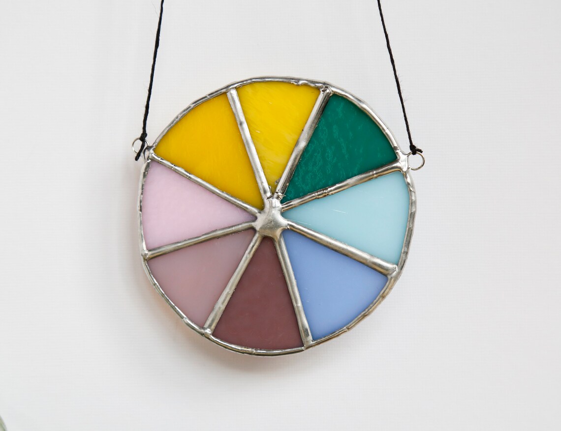 Unique Modern Stained Glass Pastel Color Wheel Custom Stained - Etsy