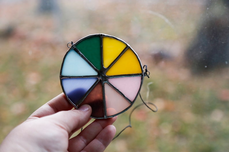 Unique Modern Stained Glass Pastel Color Wheel Custom Stained - Etsy