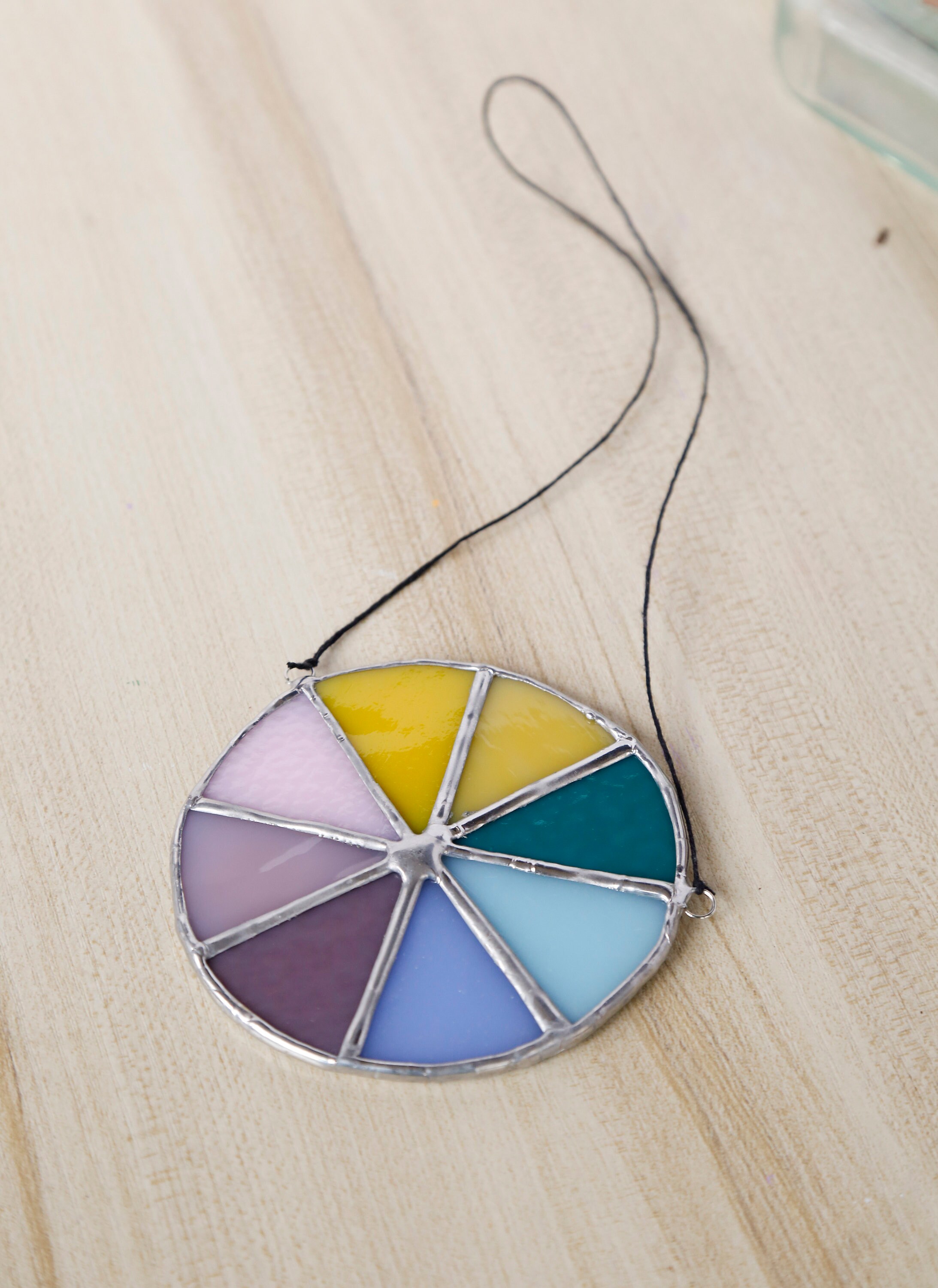 Unique Modern Stained Glass Pastel Color Wheel Custom Stained - Etsy