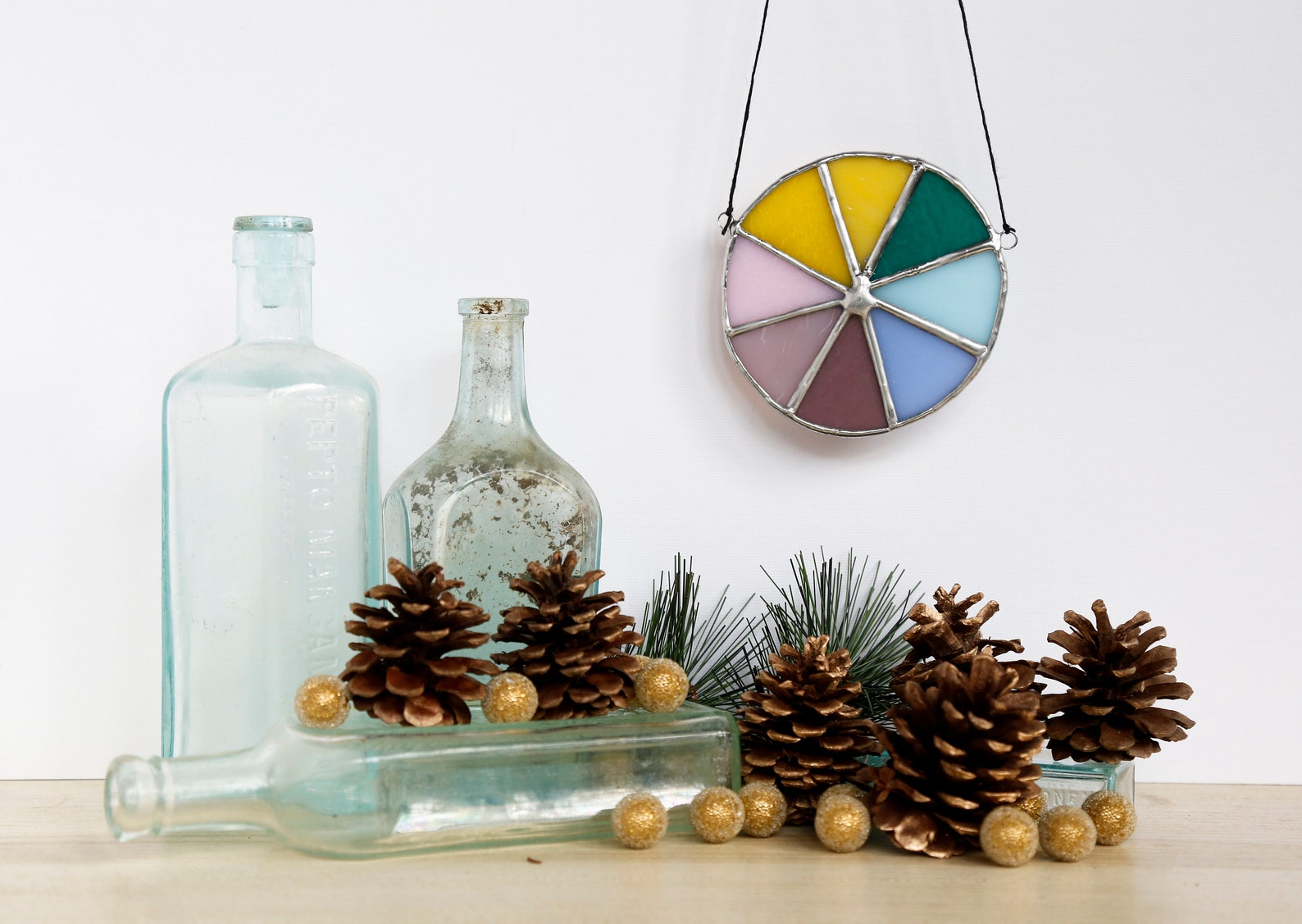 Unique Modern Stained Glass Pastel Color Wheel Custom Stained - Etsy