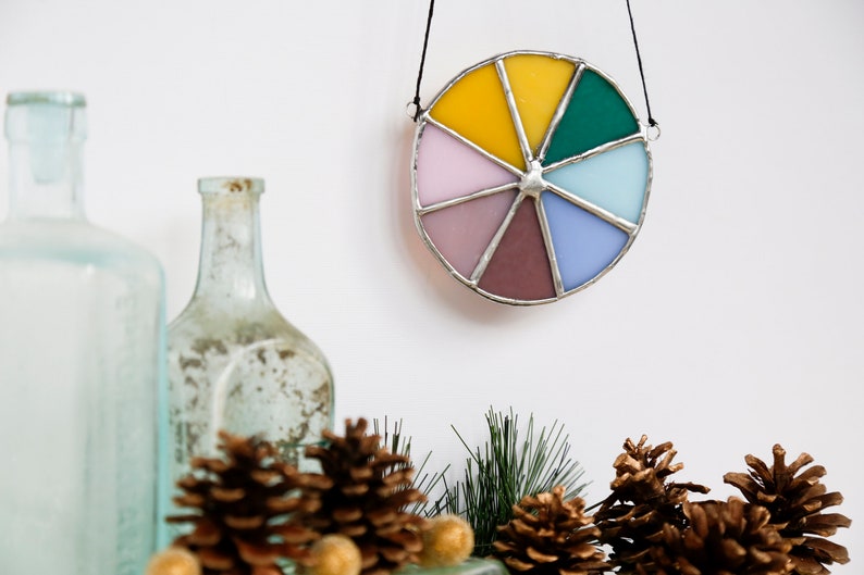 Unique Modern Stained Glass Pastel Color Wheel, Custom Stained Glass ...