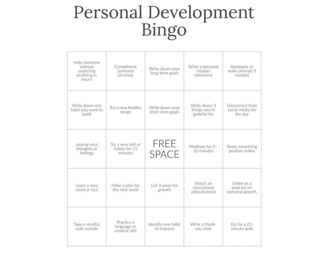 Set of 12 Personal Development Bingo Cards Ink Saver JPEG Digital ...