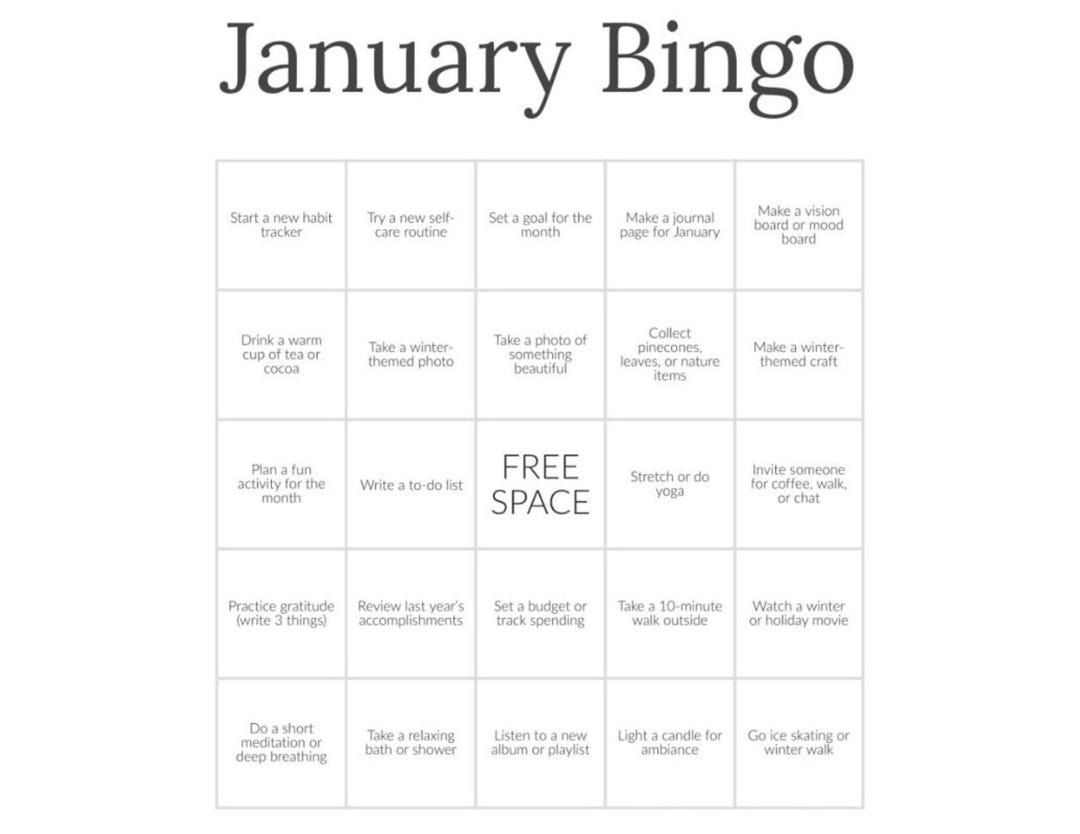 Set of 6 January Bingo Cards Ink Saver JPEG Digital Download to Print ...
