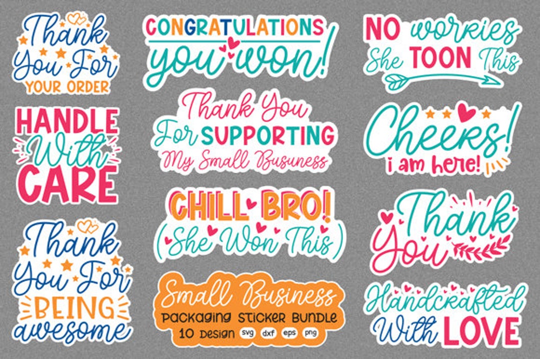 Printable Thank You Sticker, Small Business Thank You Stickers Bundle ...