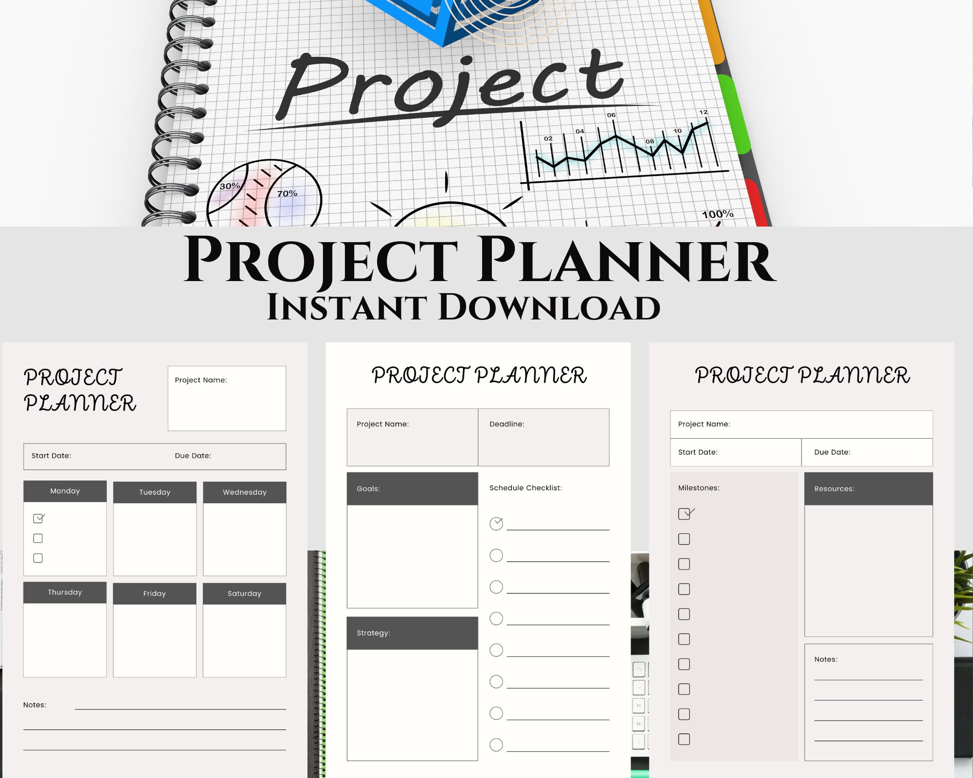 Project Planner PDF Printable Project Management Project - Etsy