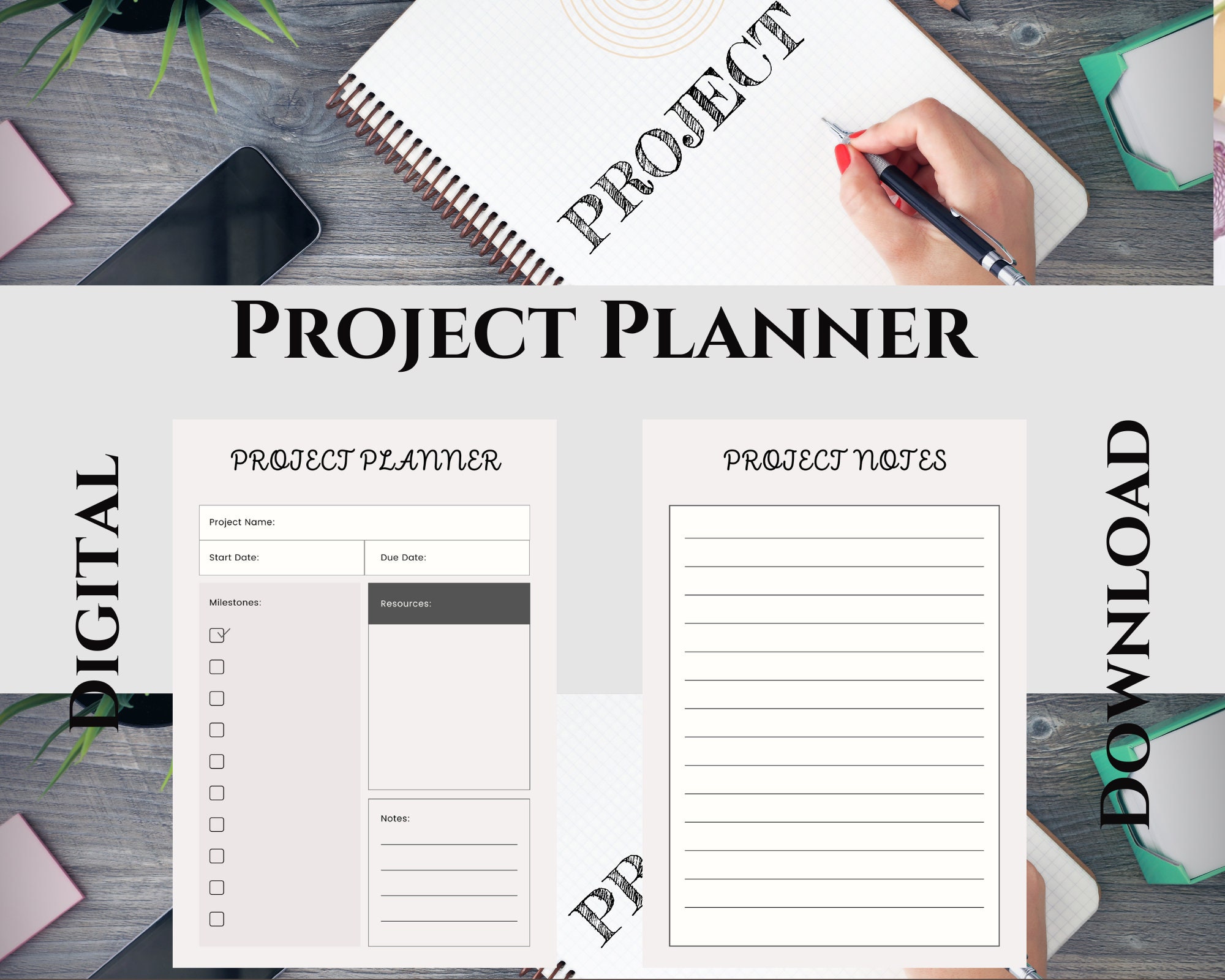 Project Planner PDF Printable Project Management Project - Etsy