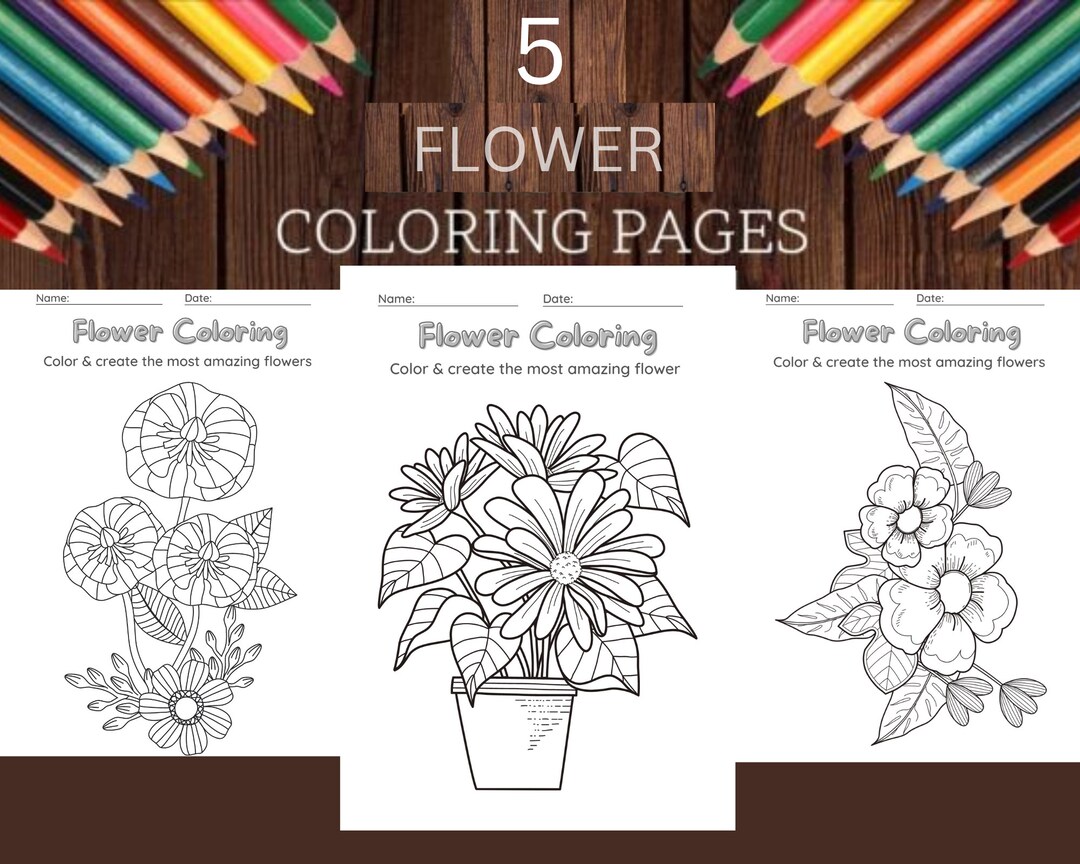 Flower Coloring Worksheet, Flower Coloring Book, Coloring Worksheet for ...