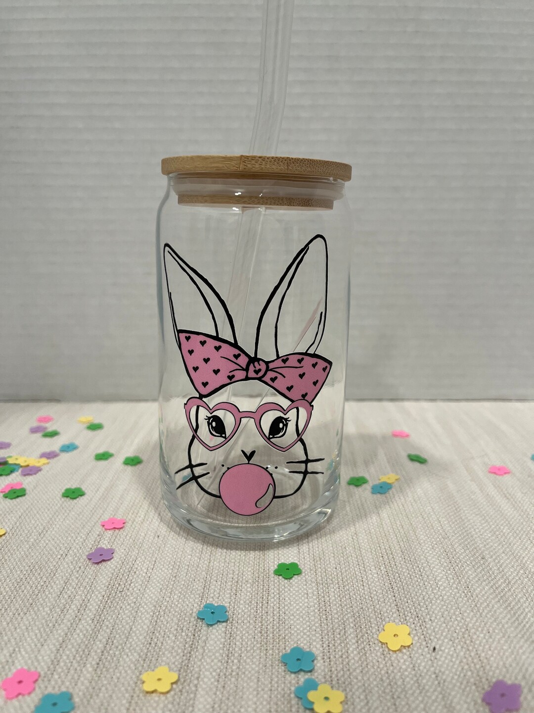 Bubblegum Bunny Glass Cup - Etsy