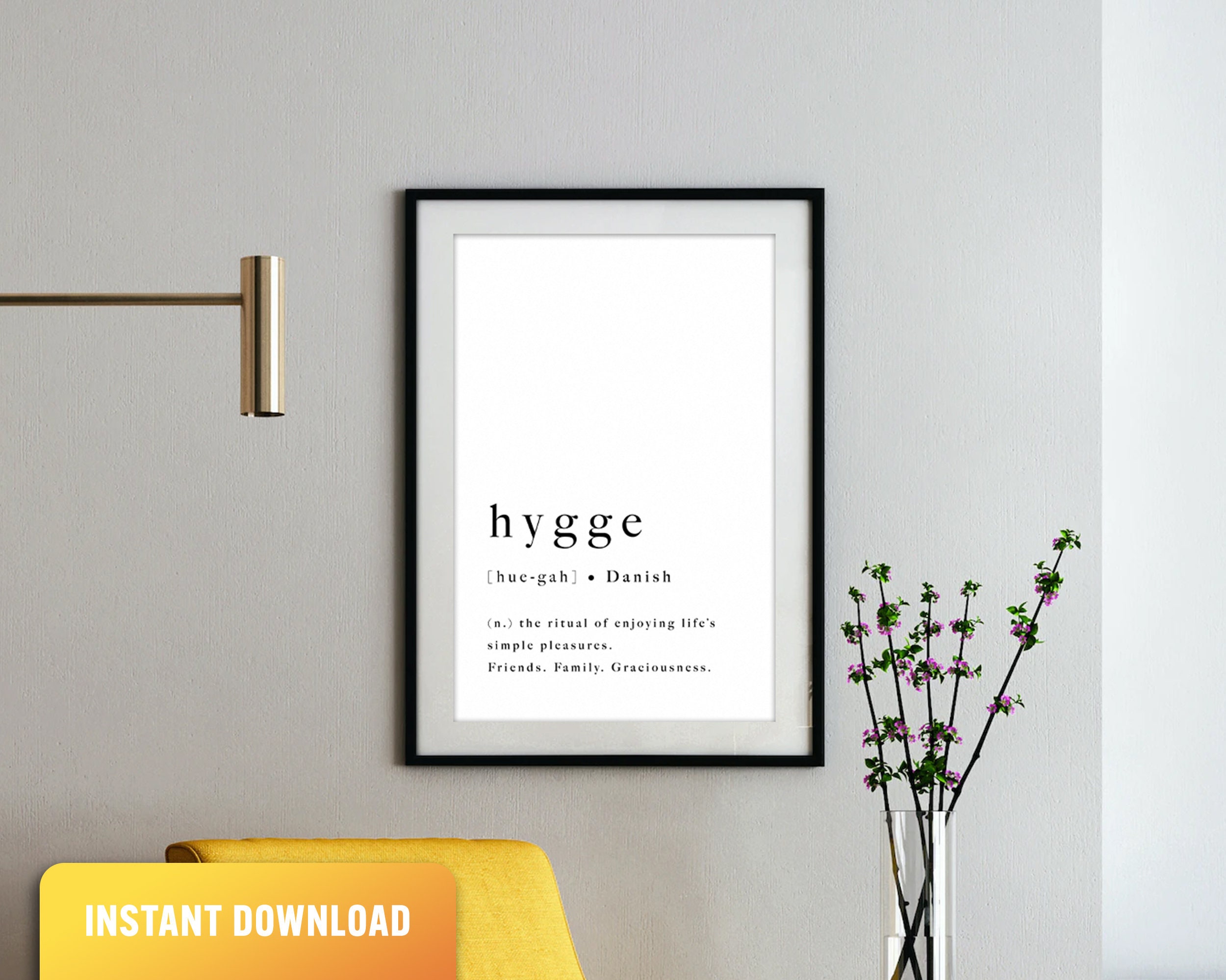 Hygge Definition Print, Printable Wall Art, Dictionary Artwork, Danish ...