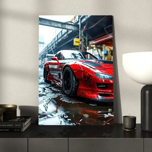 Red RX-7 With Widebody Kit - Canvas Art - Ready to Hang - Etsy