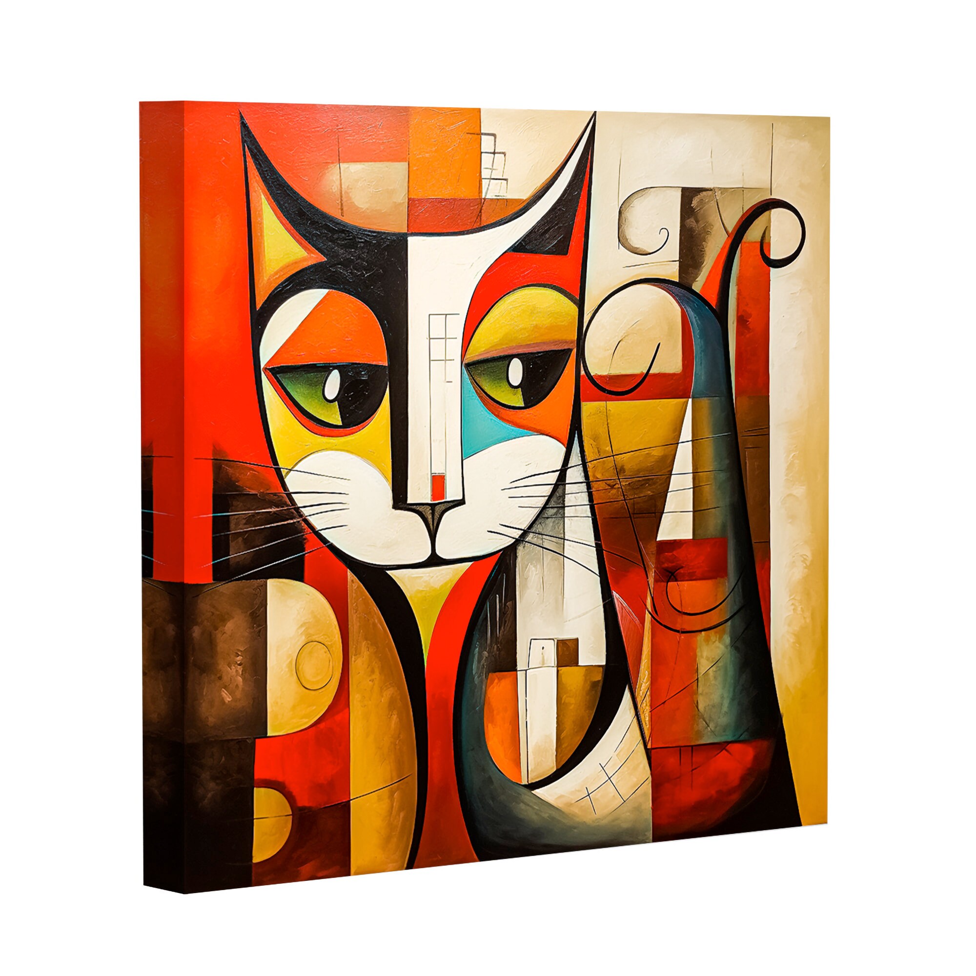 Picasso Inspired Abstract Cat Canvas Art Ready to Hang - Etsy