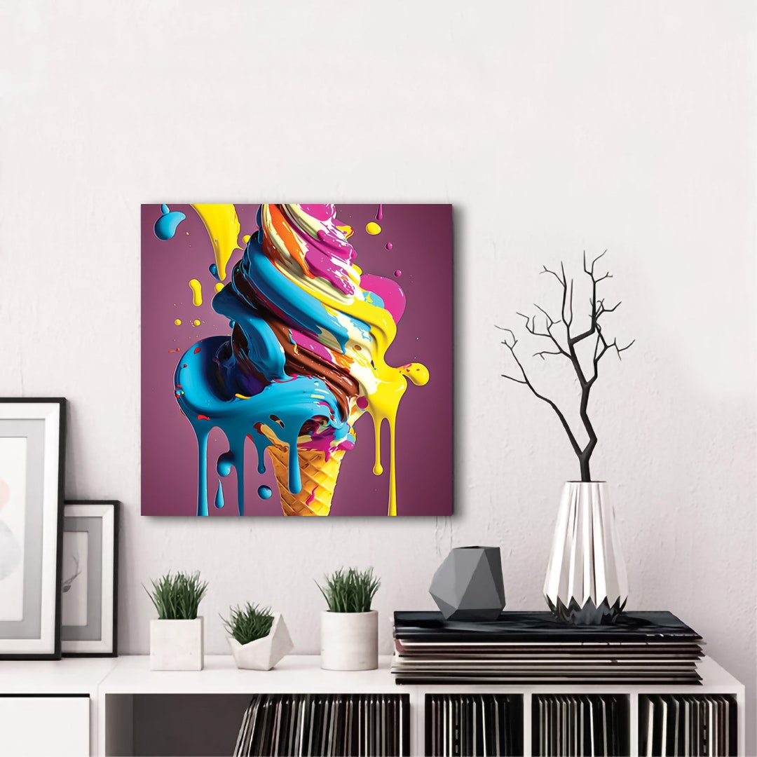 Abstract Colored Ice Cream #1 - Canvas Art - Ready to Hang - Etsy