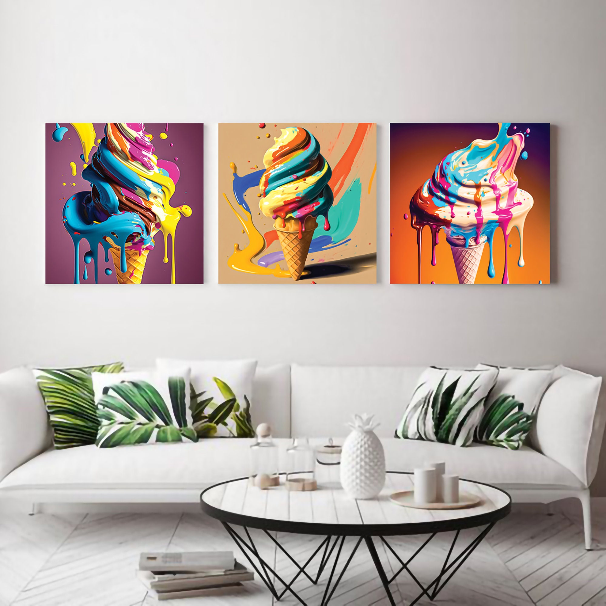 Abstract Colored Ice Cream #1 - Canvas Art - Ready to Hang - Etsy