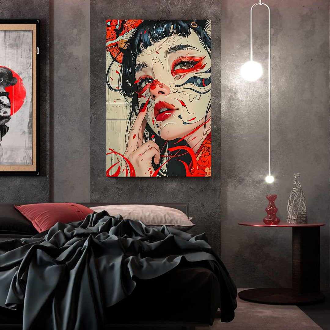 Anime Girl With Kitsune Makeup - Canvas Art - Ready to Hang - Etsy