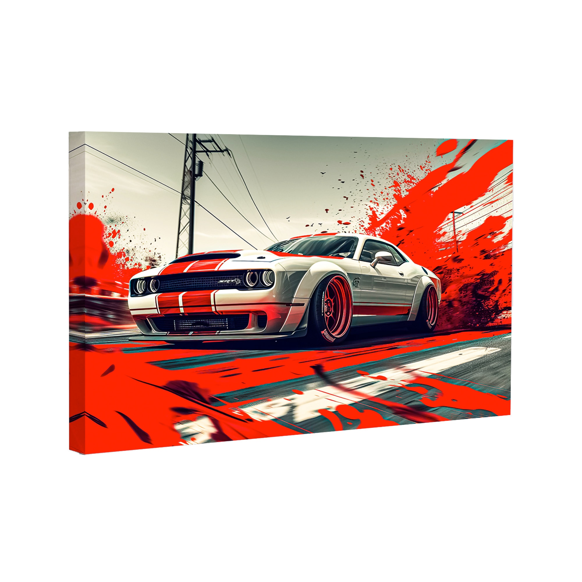 Challenger Hellcat With Widebody in Motion - Canvas Art - Ready to Hang ...