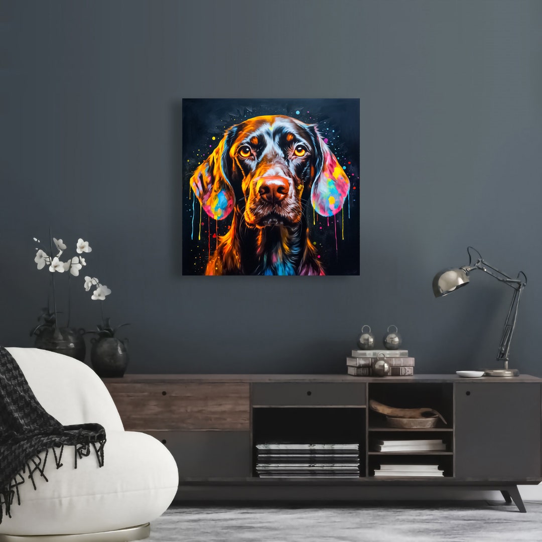 Black Labrador With Rainbow Paint Splatter - Canvas Art - Ready to Hang ...