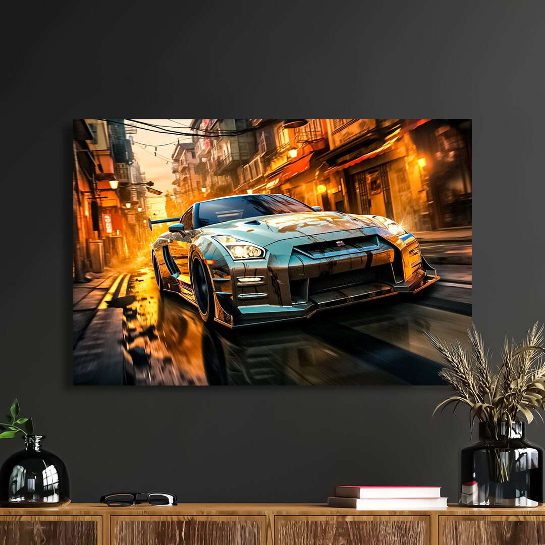 R35 GTR Cruising Thru City - Canvas Art - Ready to Hang - Etsy