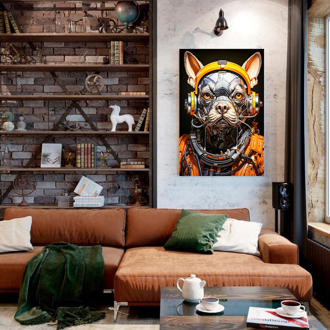 Cyberpunk Cyborg French Bull Dog - Canvas Art - Ready to Hang - Etsy