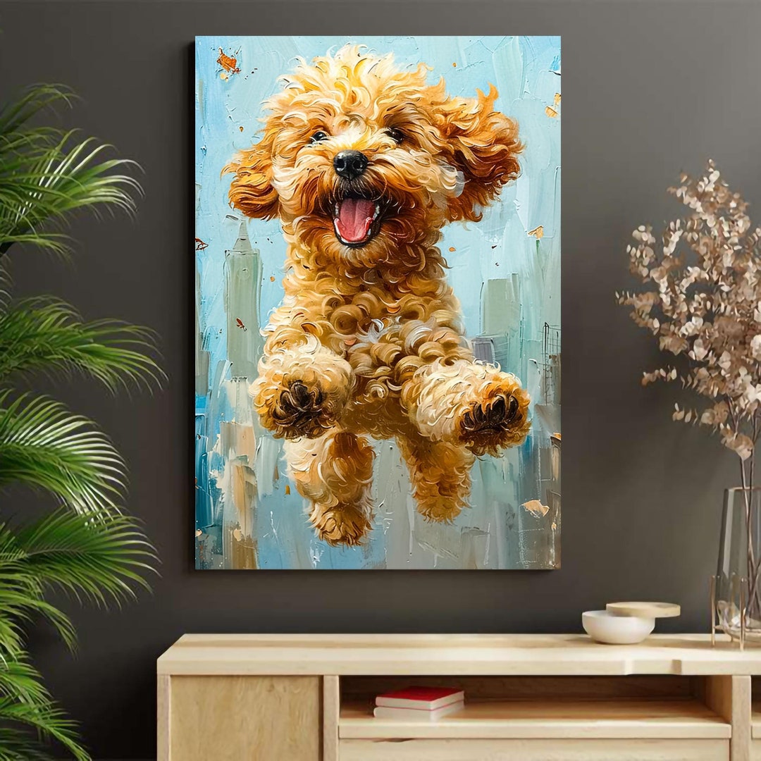Abstract Poodle With Two Tone Background - Canvas Art - Ready to Hang ...