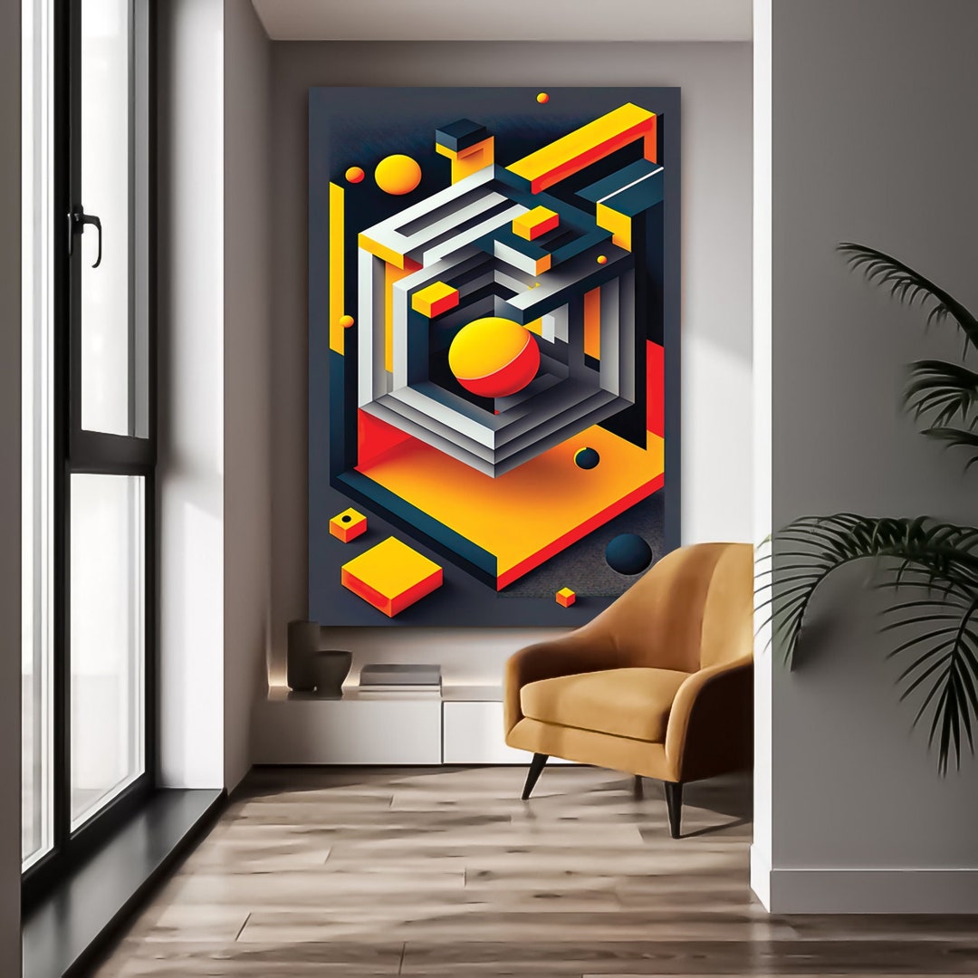 Abstract Minimal 3D Geometric Shapes- Canvas Art - Ready to Hang - Etsy