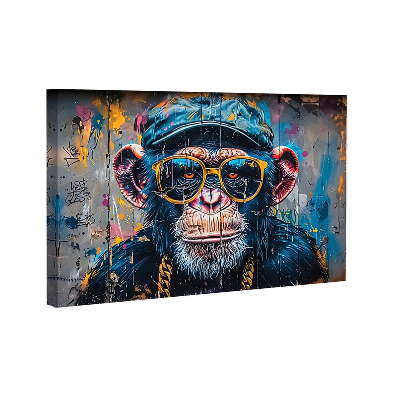 Modern Chimp Graffiti Art - Canvas Art - Ready to Hang - Etsy