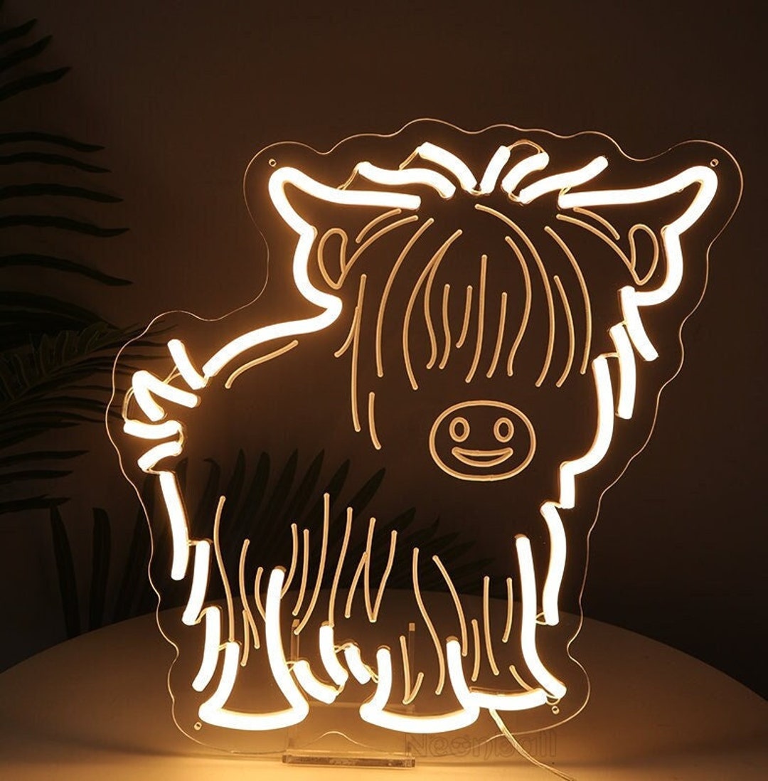 Custom Highland Cow Neon Sign Farmhouse Decor Sign Chunky - Etsy