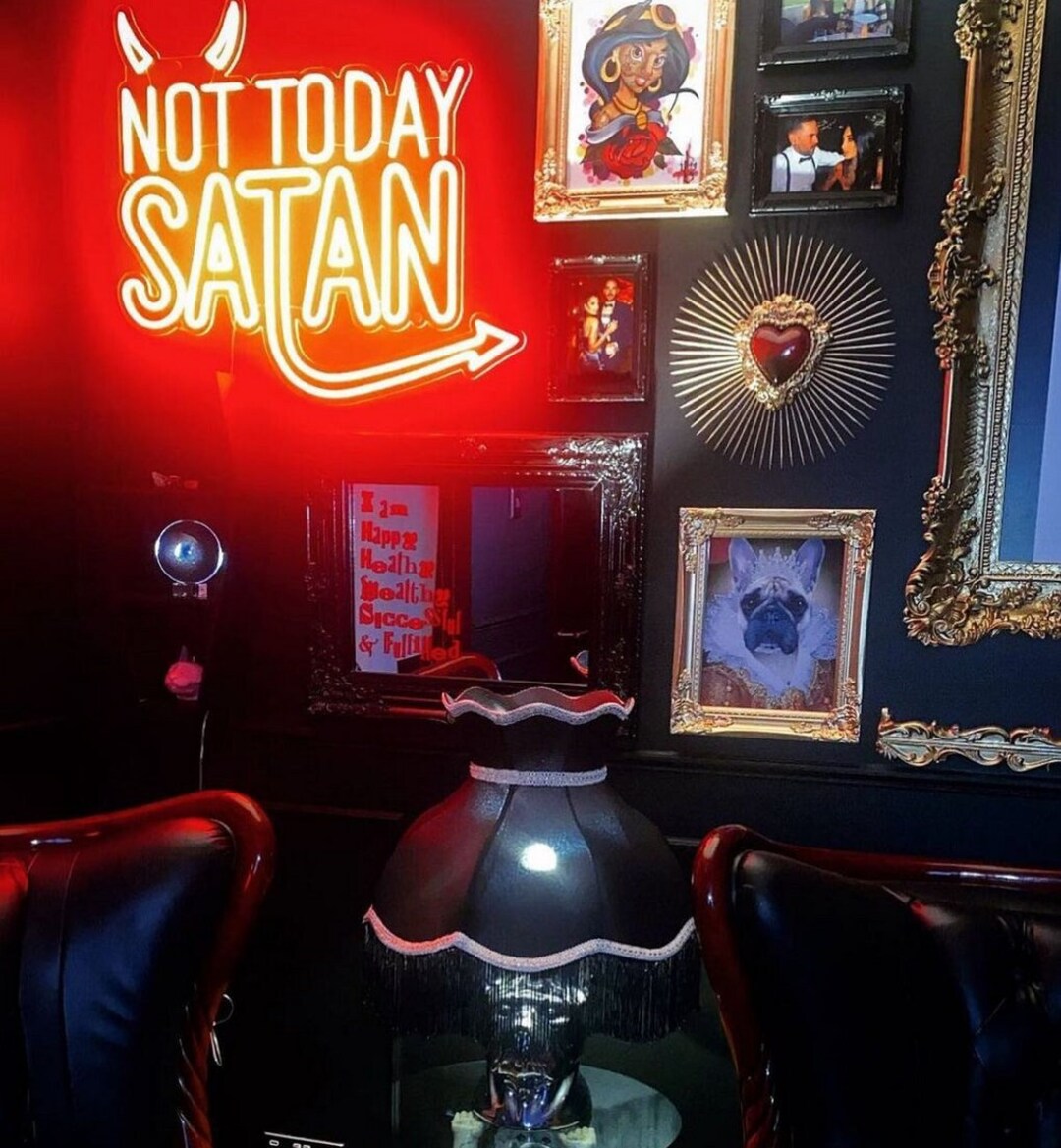 Not Today Satan Neon Sign Lucifer Neon Signdevil's Horns and Tail Satan ...