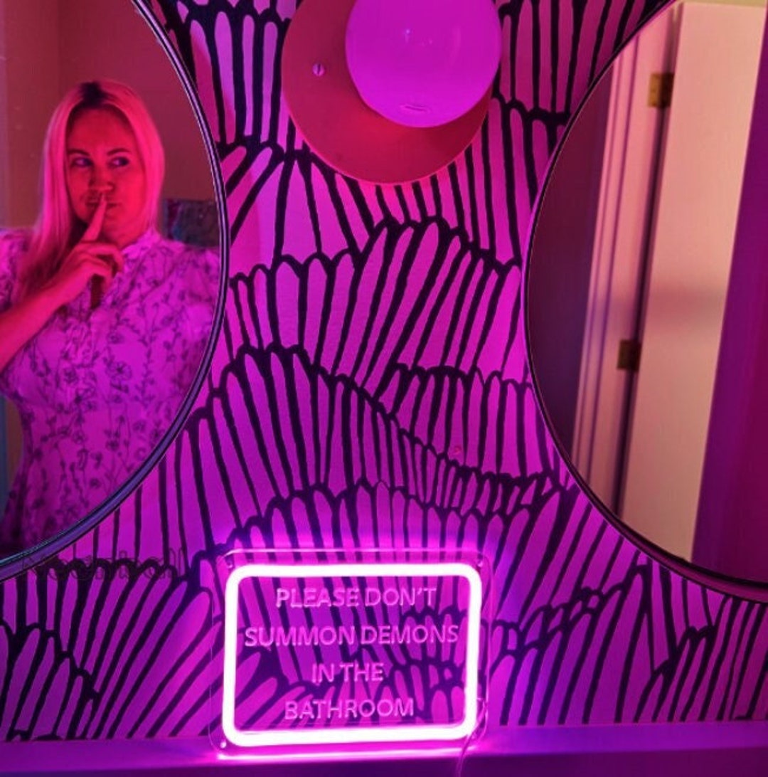 Dont Summon Demons in the Bathroom Engraved Neon Sign Gothic Room Decor ...