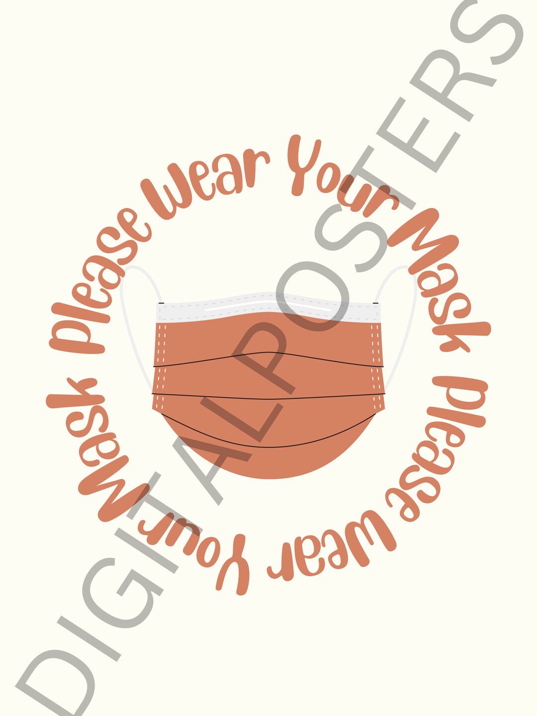 2 Digital Please Wear Your Mask Restaurant Poster, Digital Download ...