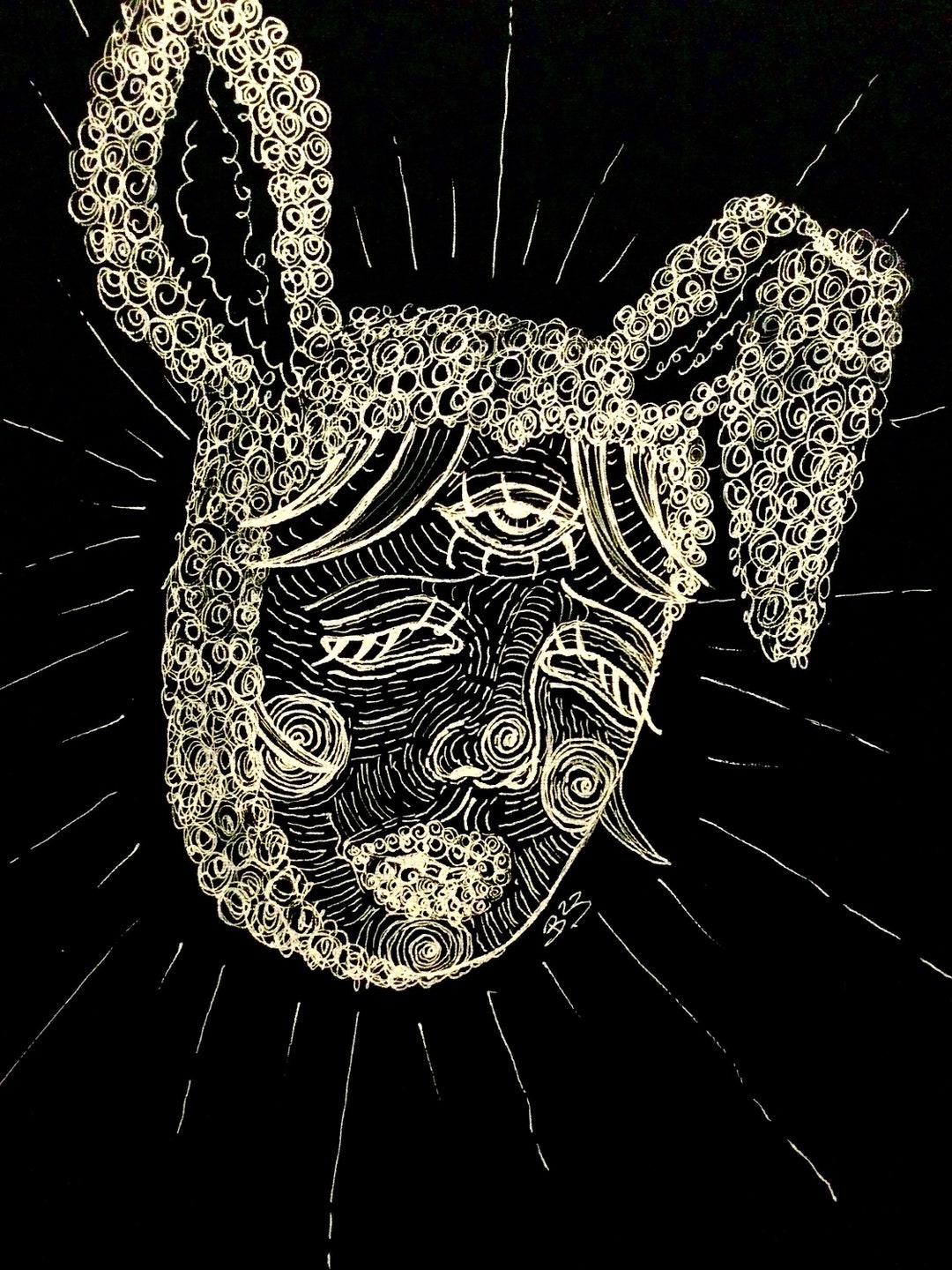 Negative Bunny Original Canvas - Etsy