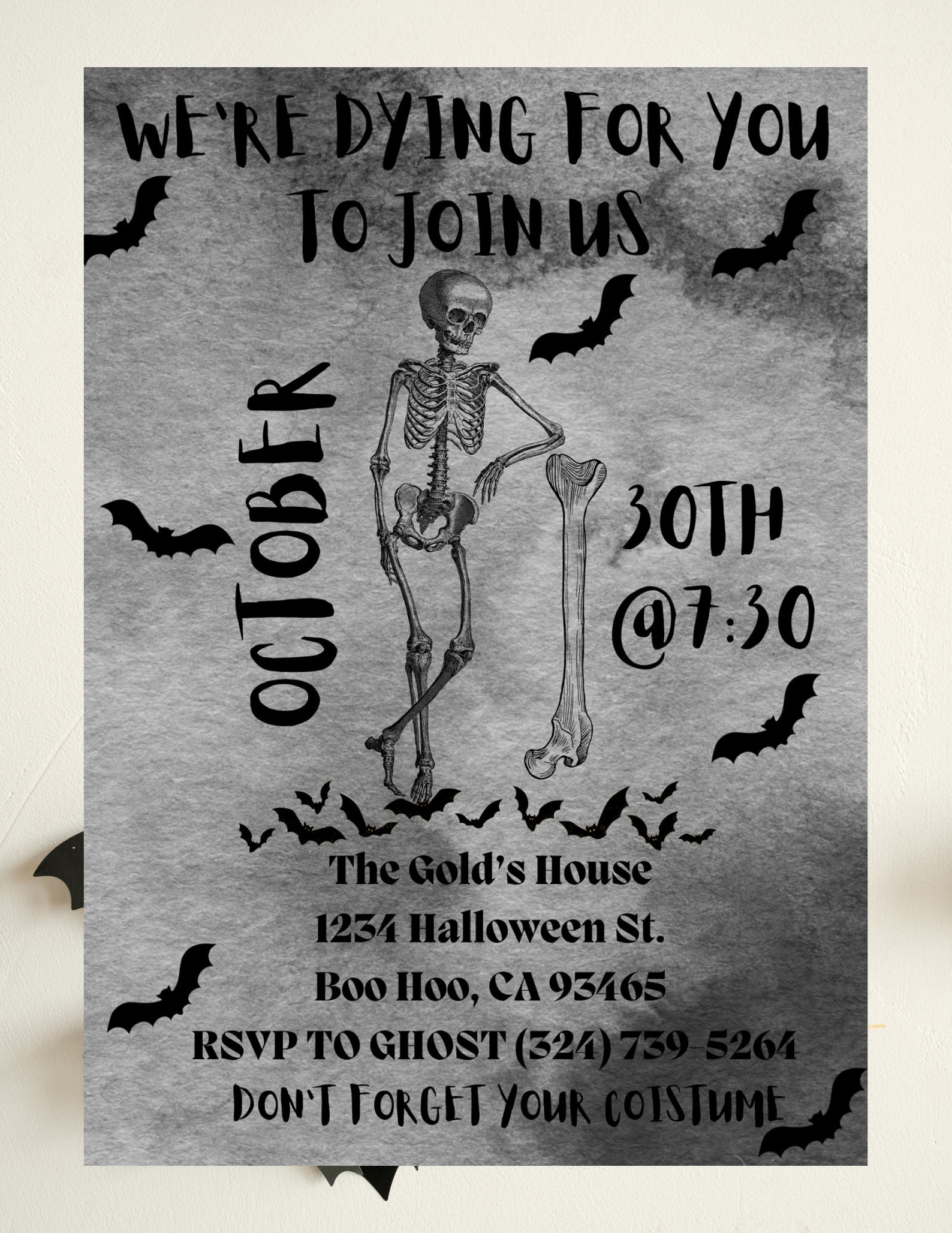 Skeleton Halloween Party Invitation - Etsy