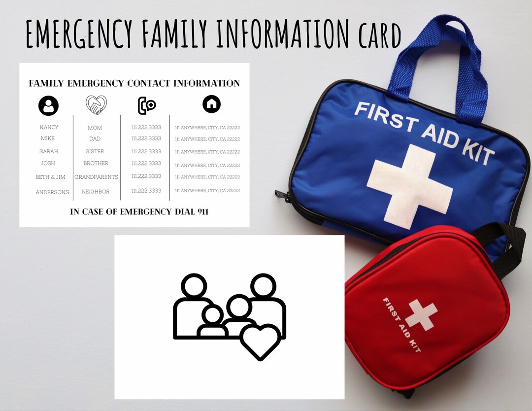 Emergency Family Information Card - Etsy