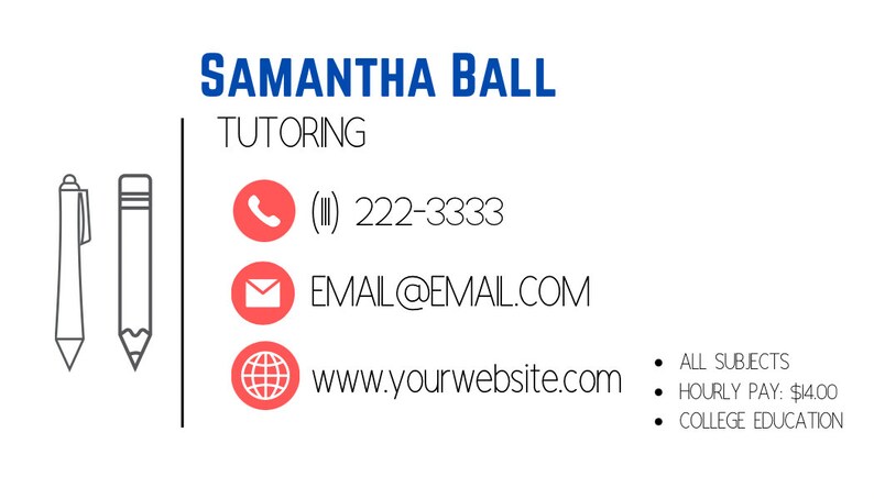 Tutoring Business Card - Etsy