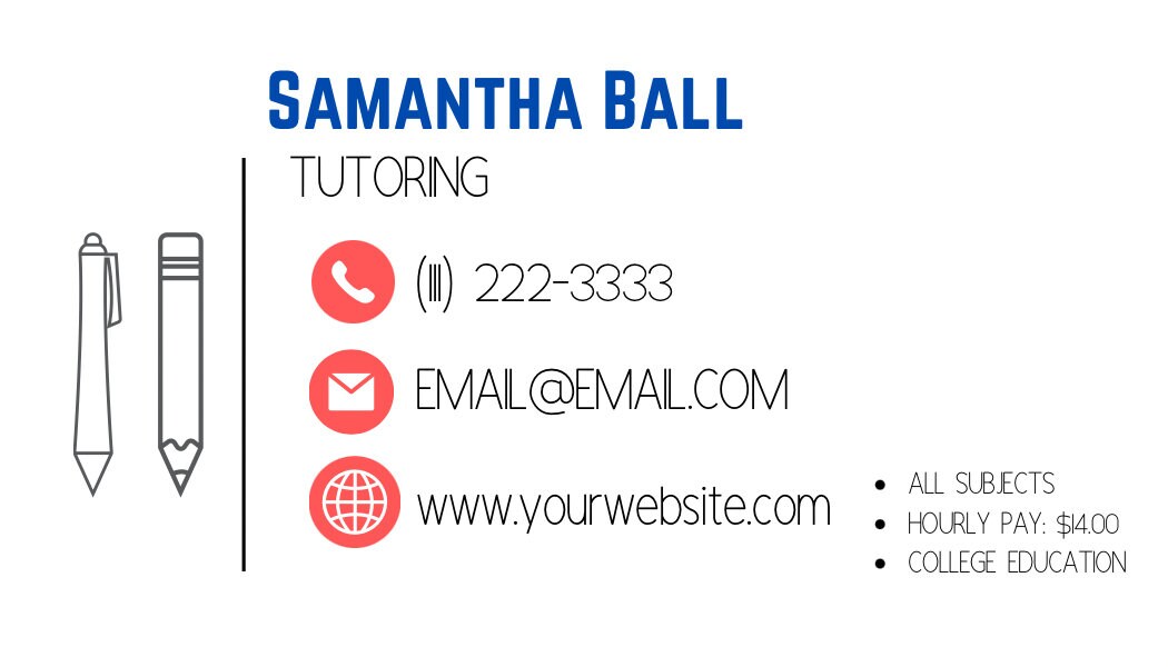 Tutoring Business Card - Etsy